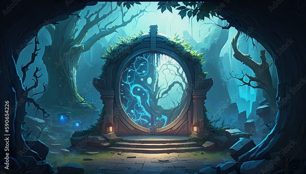 Illustration Stock 2D magical portal background environment for a ...