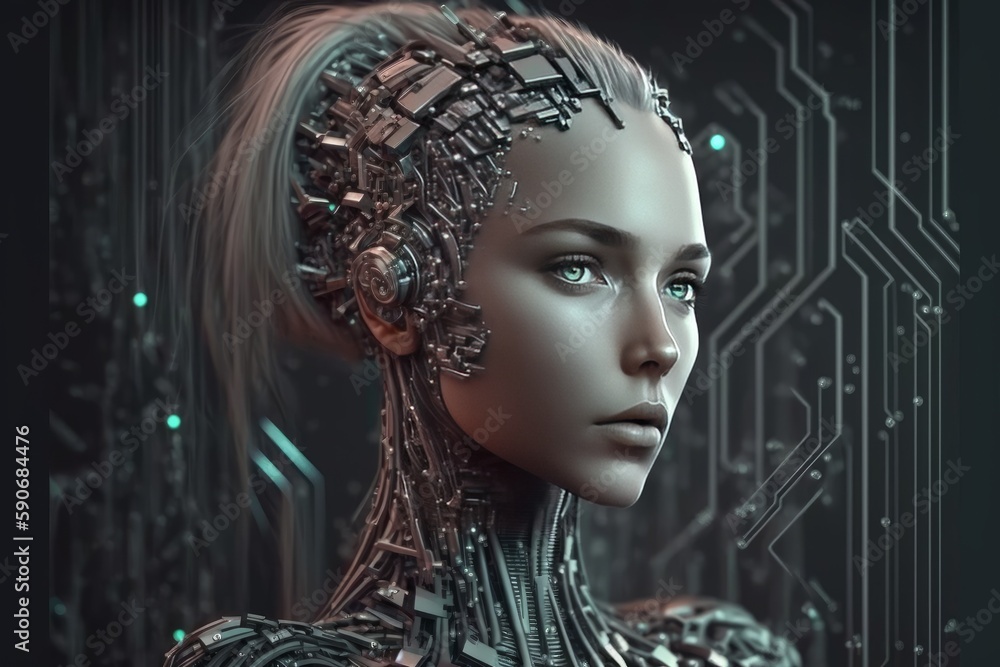 Stockillustratie Abstract artificial intelligence. Conceptual of futuristic bionics and ...