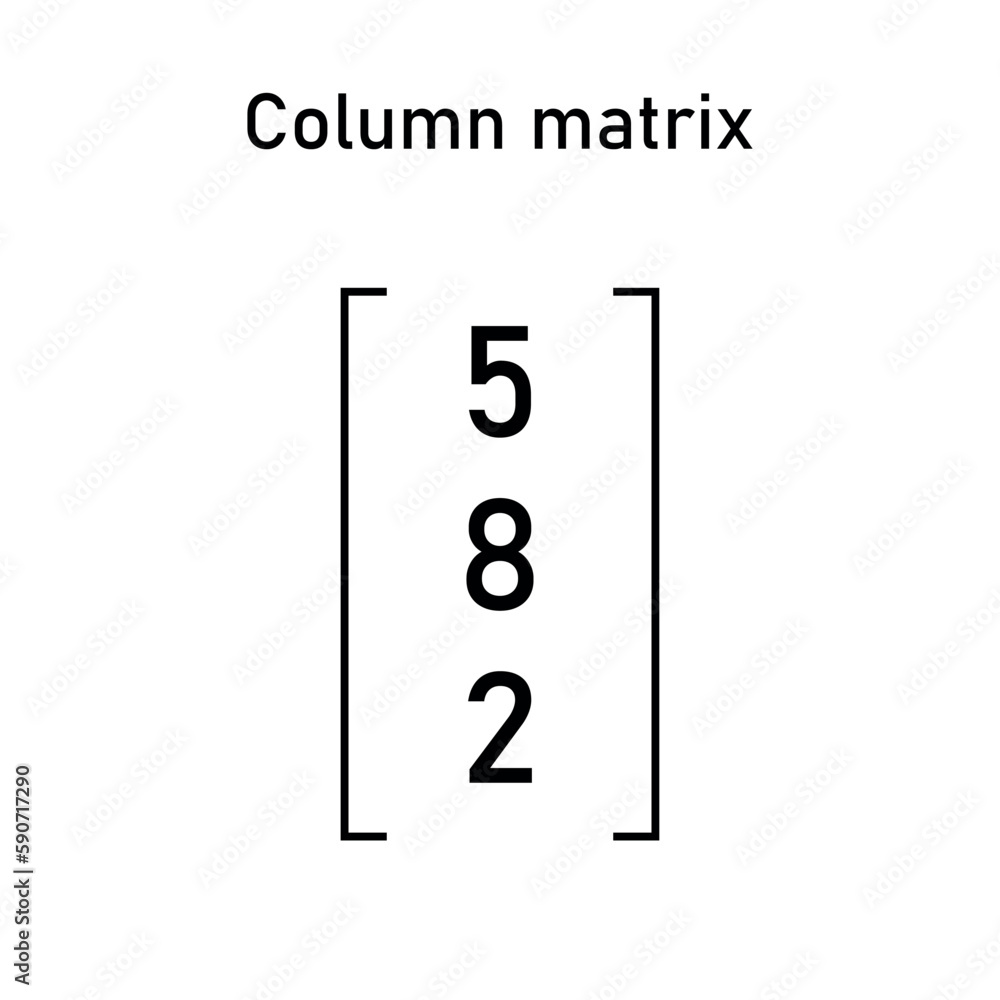 Column Matrix Types Of Matrices In Mathematics Vector Illustration Isolated On Black