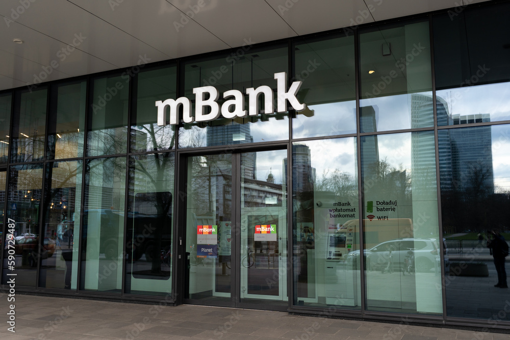Foto de Stock mBank bank branch office building with logo sign. Polish ...