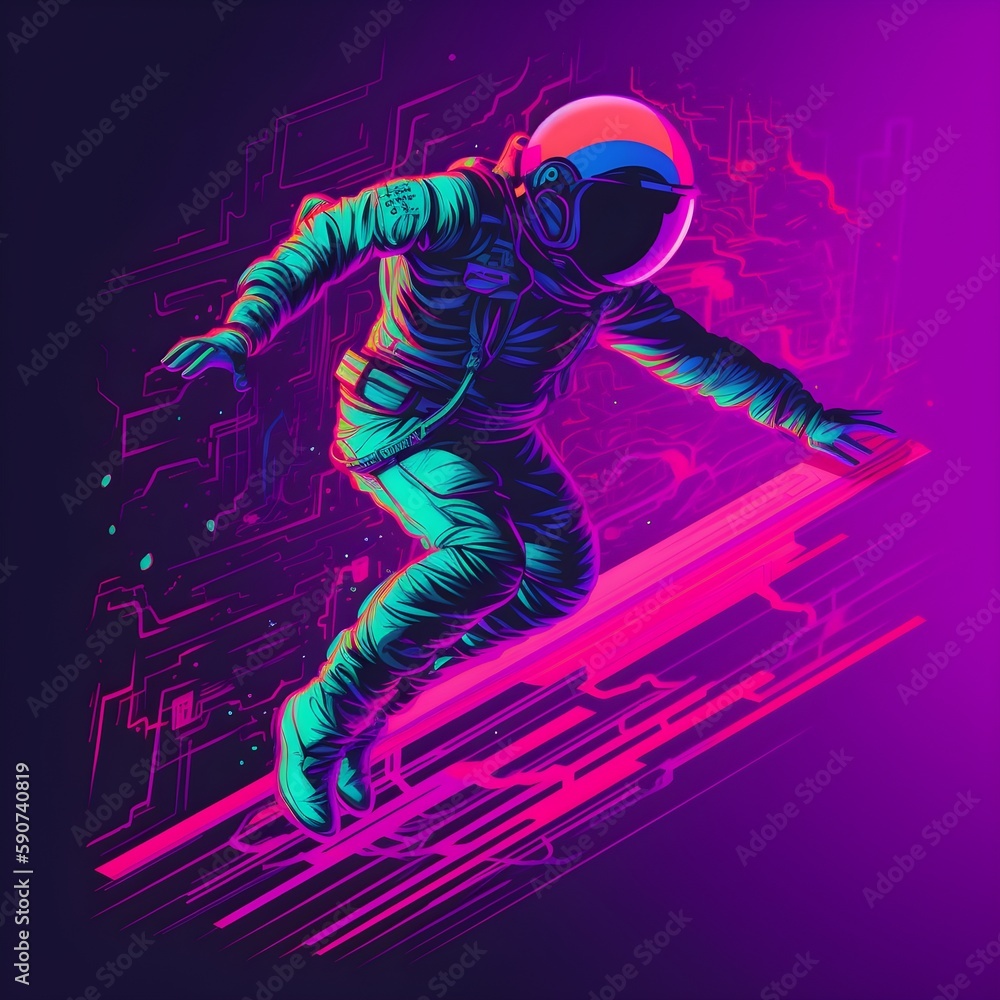 "Neon Explorer: An Astronaut's Futuristic Adventure in the Metaverse ...