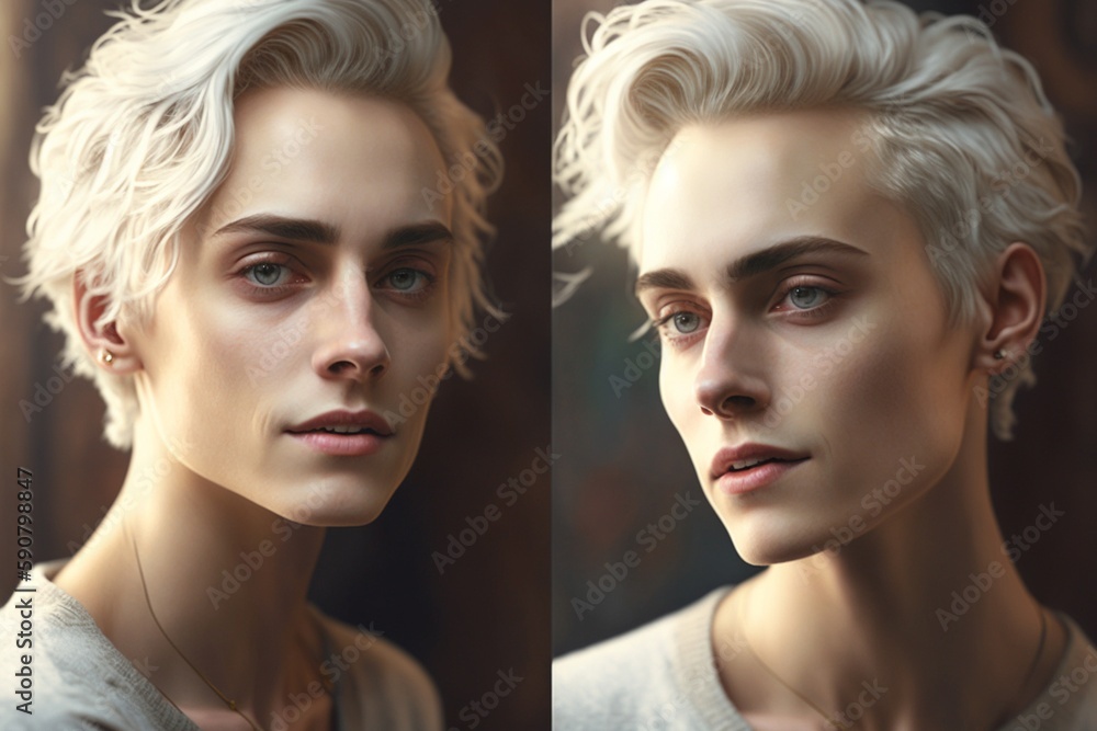 androgynous woman. Generative AI Stock Illustration | Adobe Stock