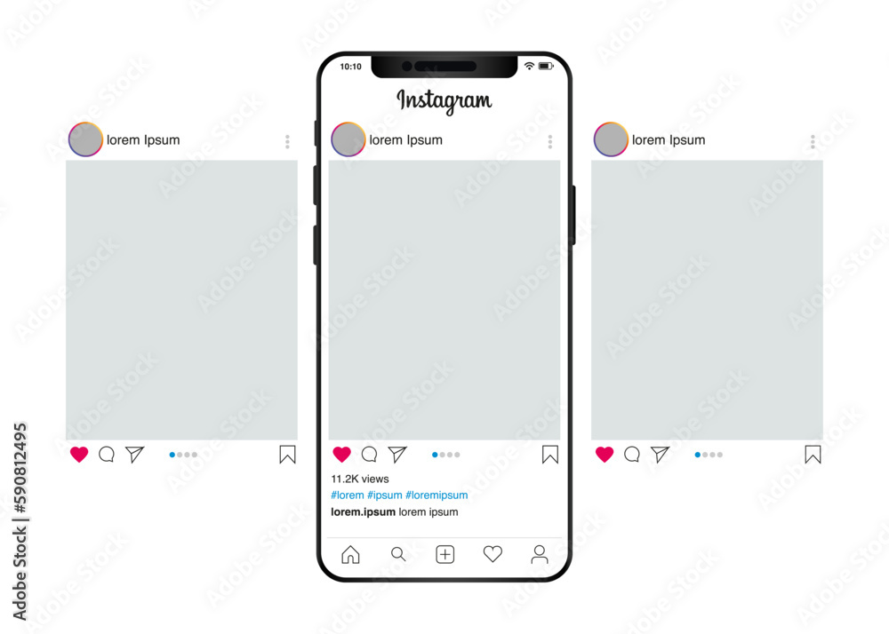 Vector de Stock Mumbai, 9th April, 2023: Instagram post mockup template on an apple iPhone ...