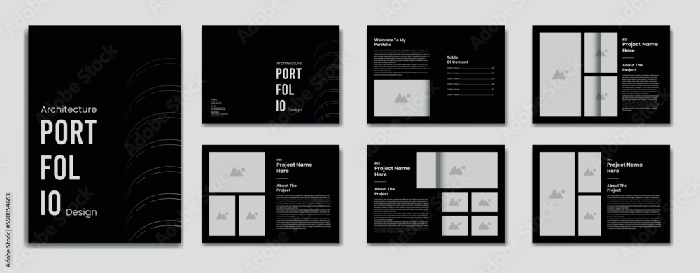Architecture portfolio design template, architectural portfolio layout ...