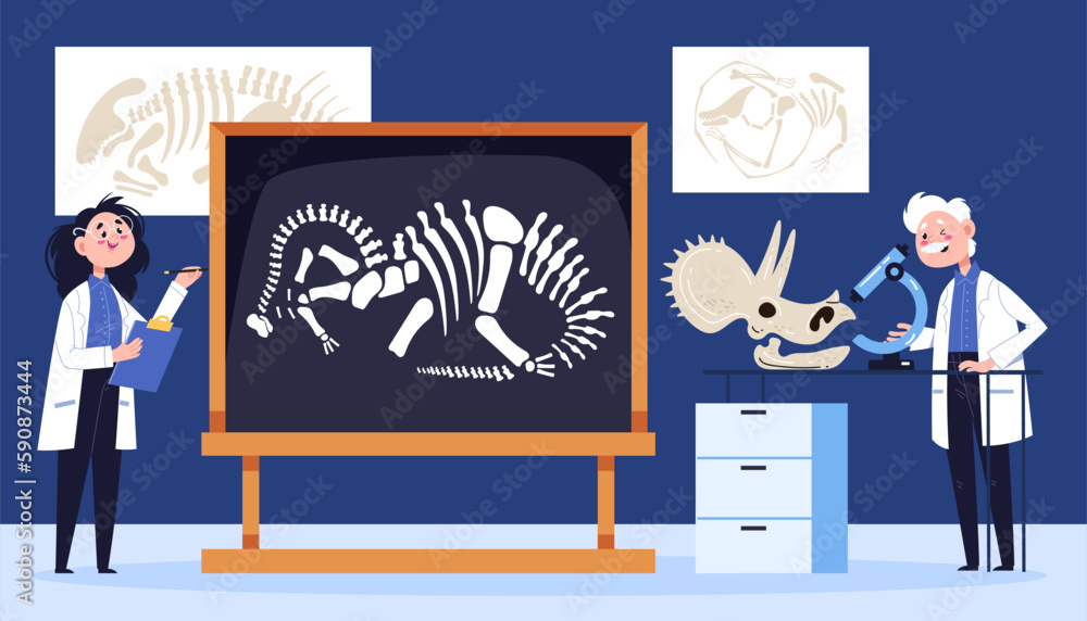 Vetor Lab laboratory dinosaur fossil ancient dna history archaeologist ...