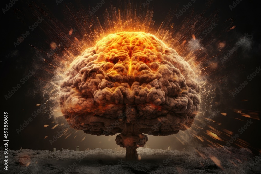 Human brain explosion. Generate Ai Stock Illustration | Adobe Stock