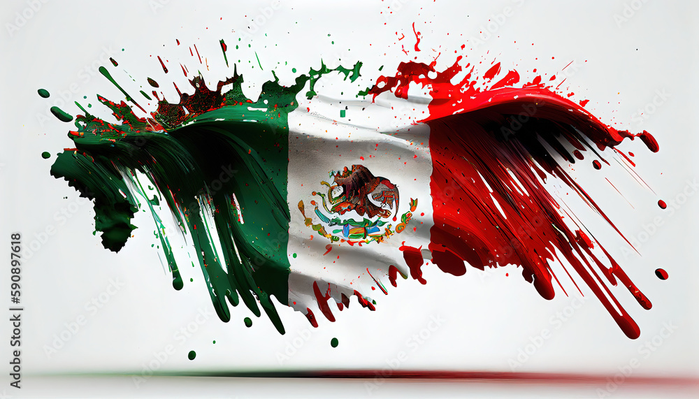 Liquid Paint Colors of Mexico Country Flag Dripping and Explosion on ...