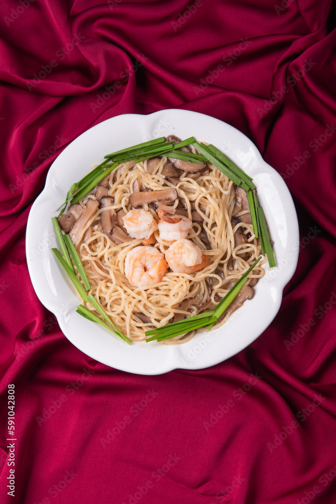 wok fried fu Zhou braised ee fu noodle bee hoon longevity noodle mee ...