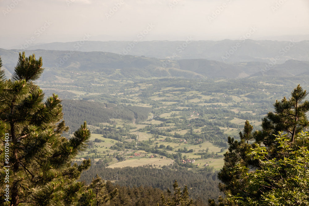 panorama seen from above of the divcibare mountains and the tometino ...