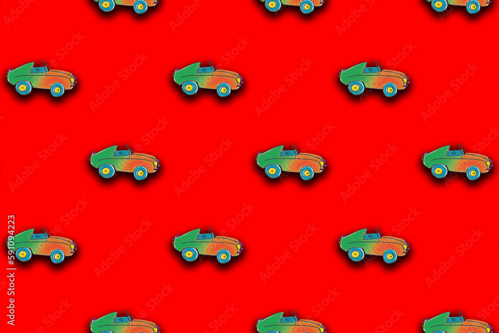 pattern with the image of a painted car. A template for superimposing ...