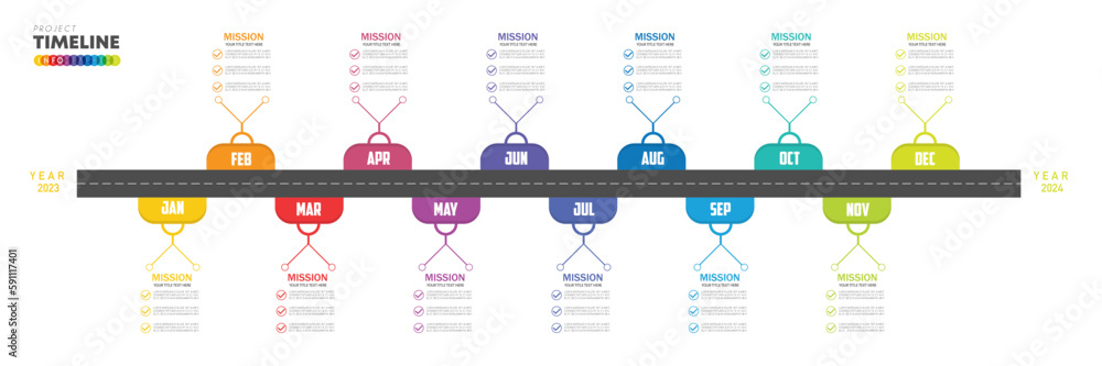 infographic Project timeline graph for 12 months modern diagram ...