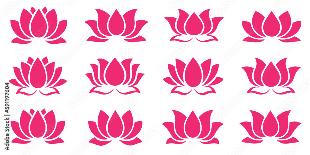Lotus logo set. Lotus flower. Lotus symbol illustration icon Stock ...