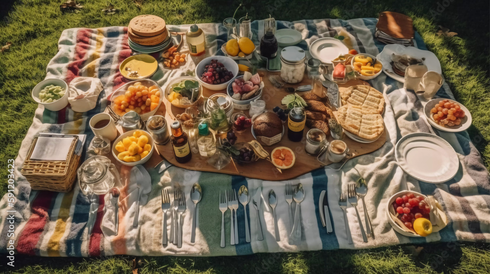Zero Waste Picnic Eco-friendly Outdoor Dining, Flat Lay - A delightful ...