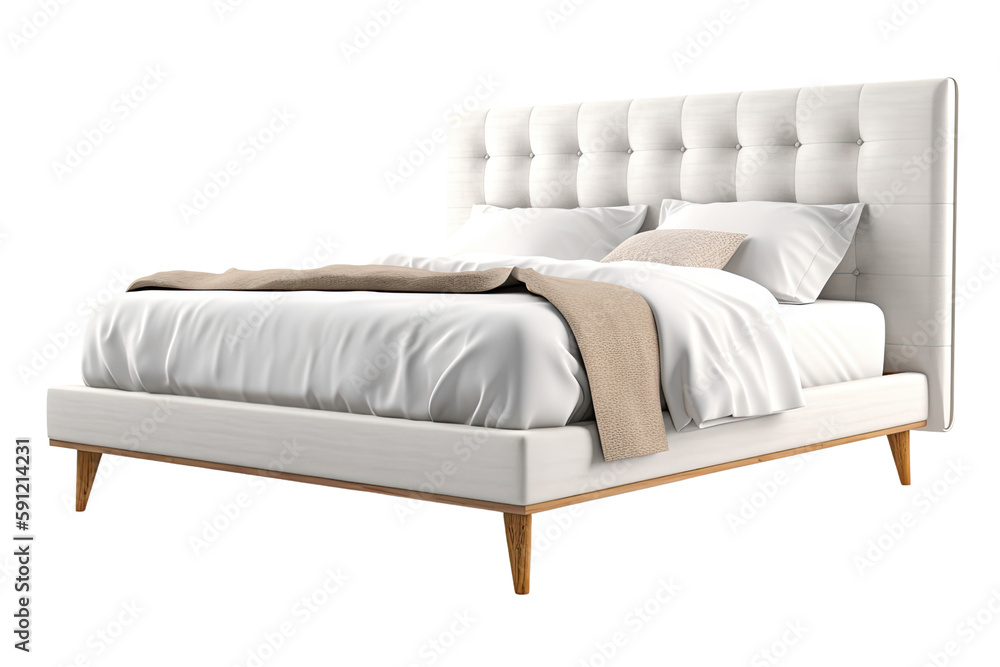 modern bed isolated on a transparent background, generative ai Stock ...