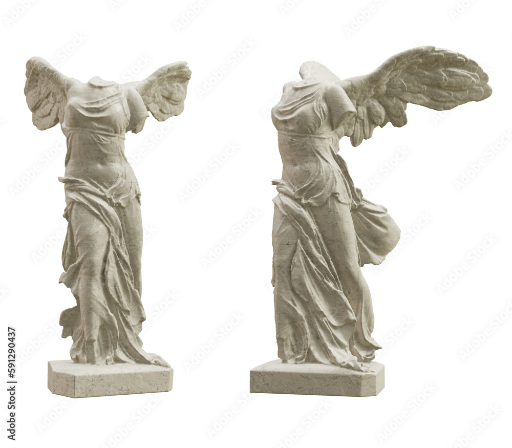 Winged Victory of Samothrace classical sculpture isolated on ...