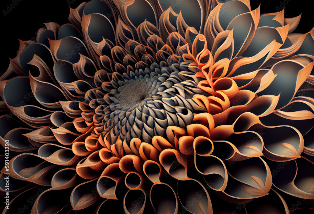 A complex, multi-layered pattern of interlocking shapes that resembles ...