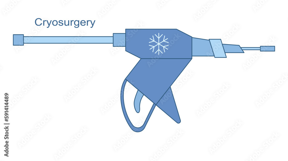 Cryo instruments for Cryosurgery vector line illustration. Liquid ...