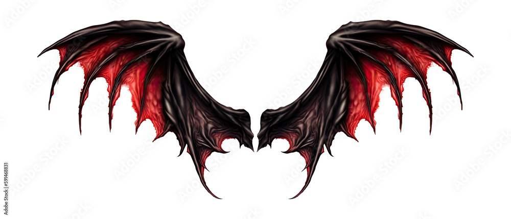 Demon wings isolated on transparent background - Generative AI Stock ...