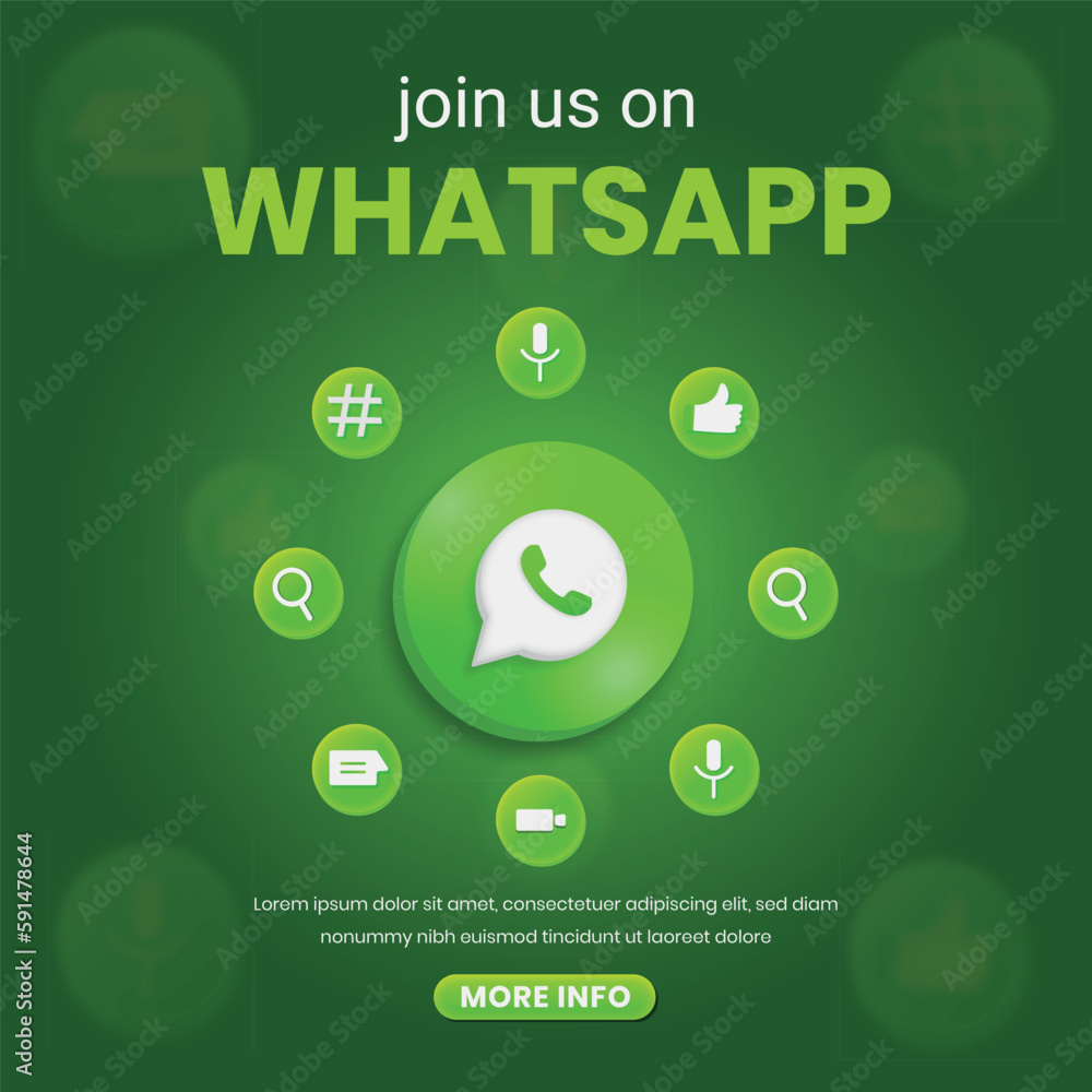 join us on whatsapp, 3d whatsapp logo with social media icon, whatsapp ...