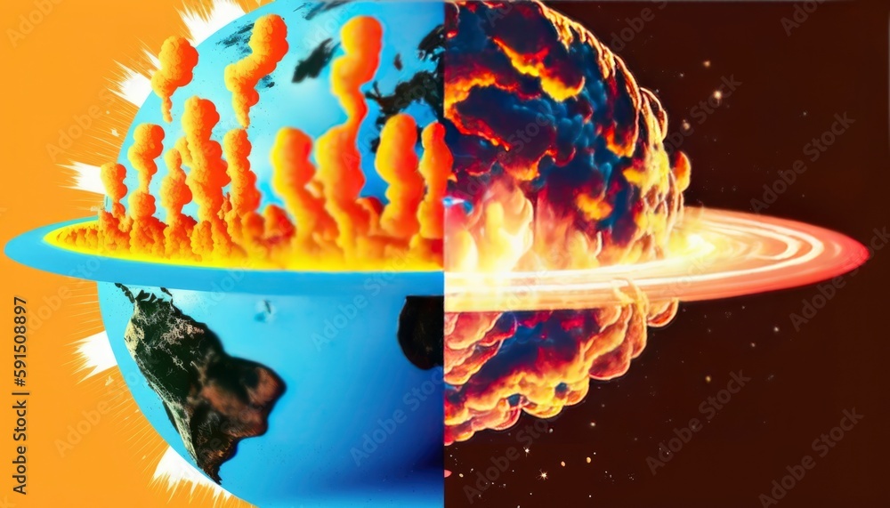 Ilustración de Stock whole planet world on fire and flame burning ...