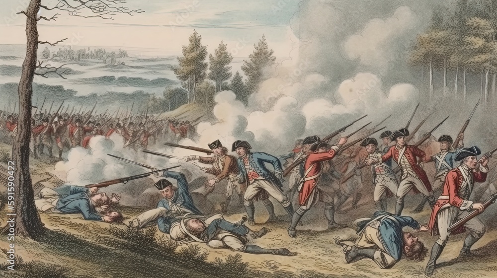 Watercolor drawing of the representation of a battle between the ...