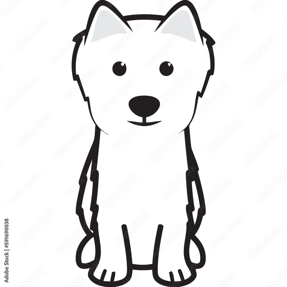 Japanese Spitz Dog Breed Cartoon Kawaii Sketch Hand Drawn Watercolor ...