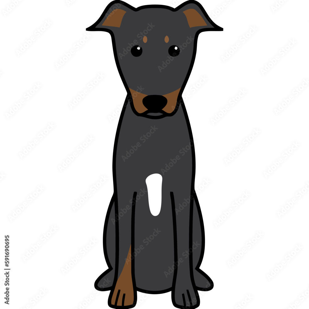 Beauceron Dog Breed Cartoon Kawaii Sketch Hand Drawn Watercolor ...