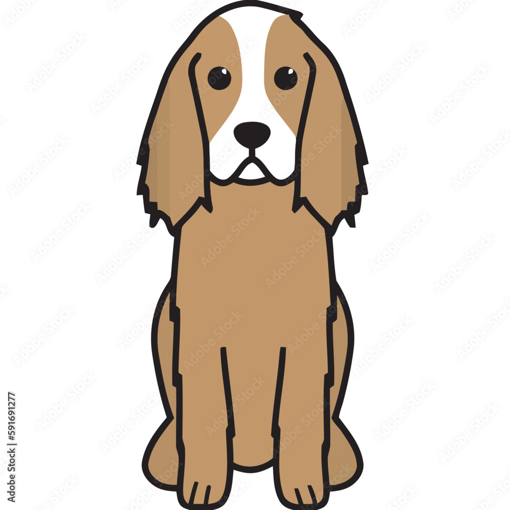 English Springer Spaniel Dog Breed Cartoon Kawaii Sketch Hand Drawn ...