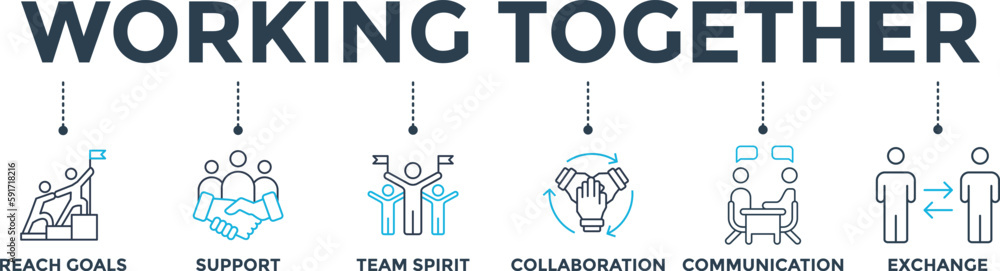 Working together banner web icon vector illustration concept for team ...