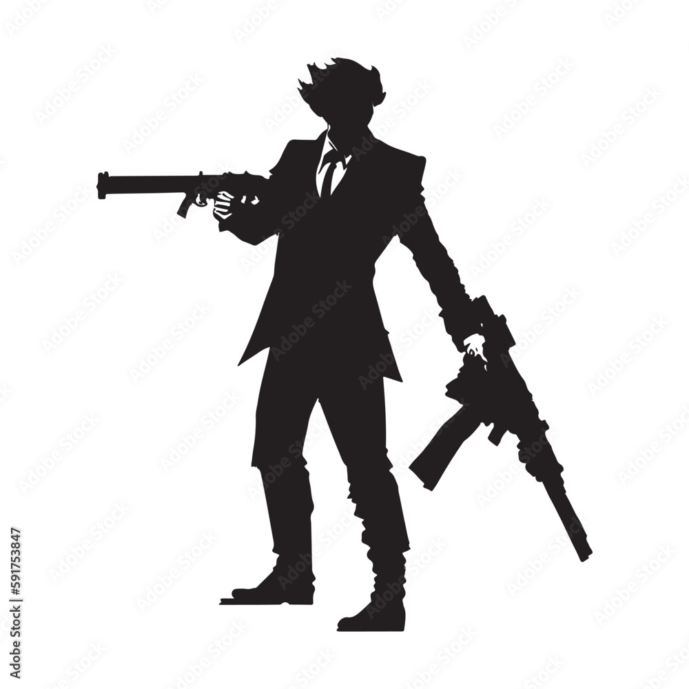 Image vectorielle Stock Mafia silhouette vector, Detective silhouette ...
