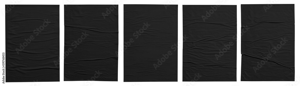 black paper wrinkled poster template ,blank glued creased paper sheet ...