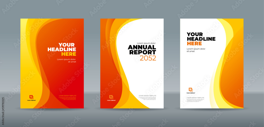 Abstract curve shape on yellow red and white color background - A4 size ...