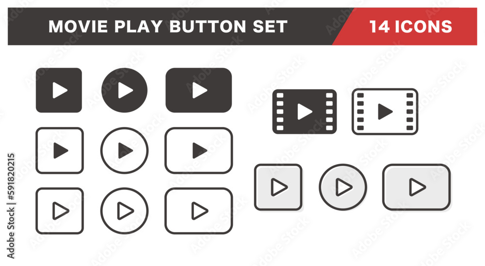 Play button vector icon set. video and media play symbols. UI elements ...