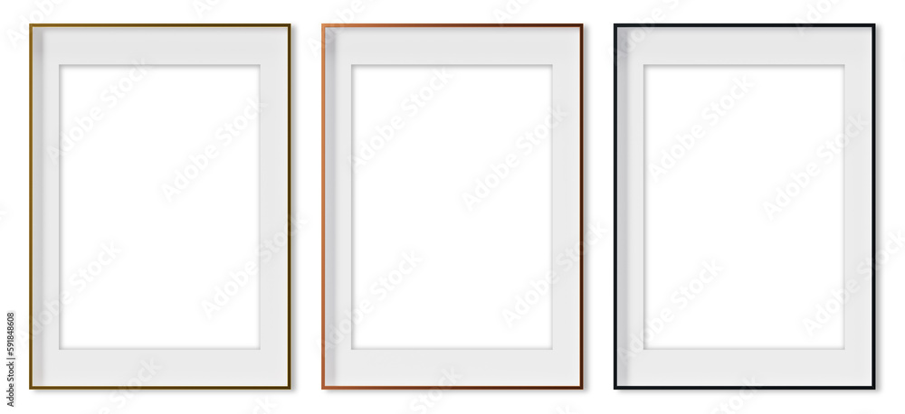 Set of vertical picture frames on transparent background, as png ...