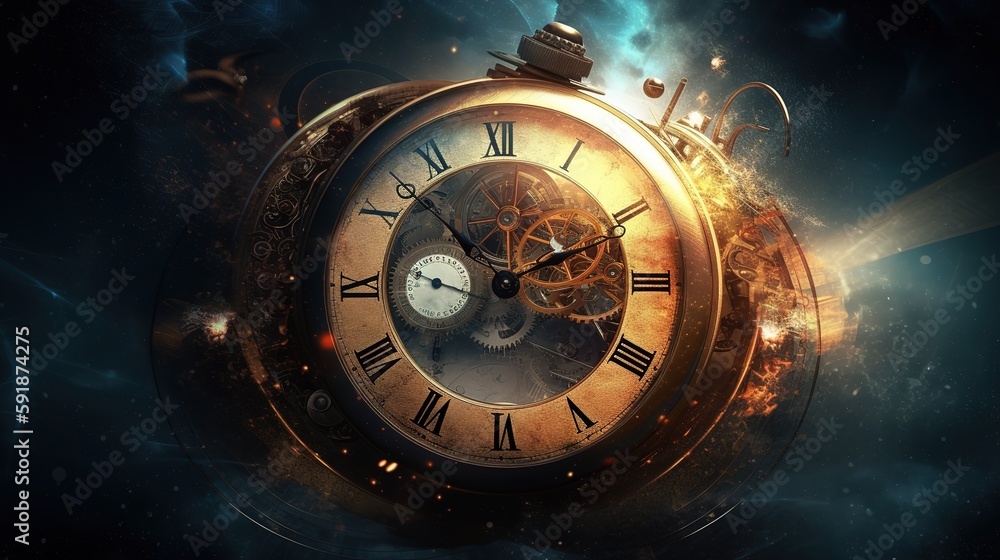 Stock-Illustration „Time travel concept. Time travel clock.AI generated ...