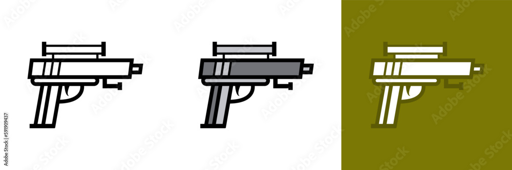 Military Handguns Icon, This icon represents military handguns, a type ...
