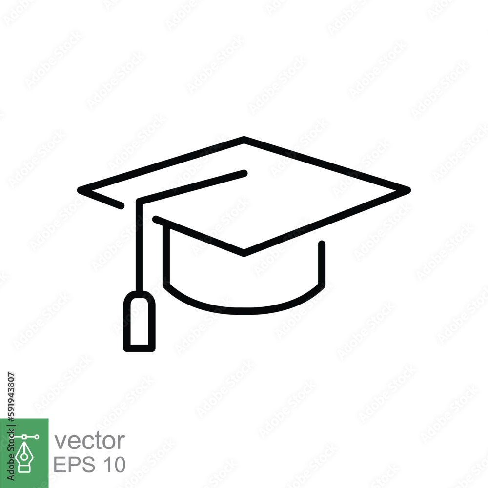 Graduation cap line icon. Simple outline style. Graduation cap with ...