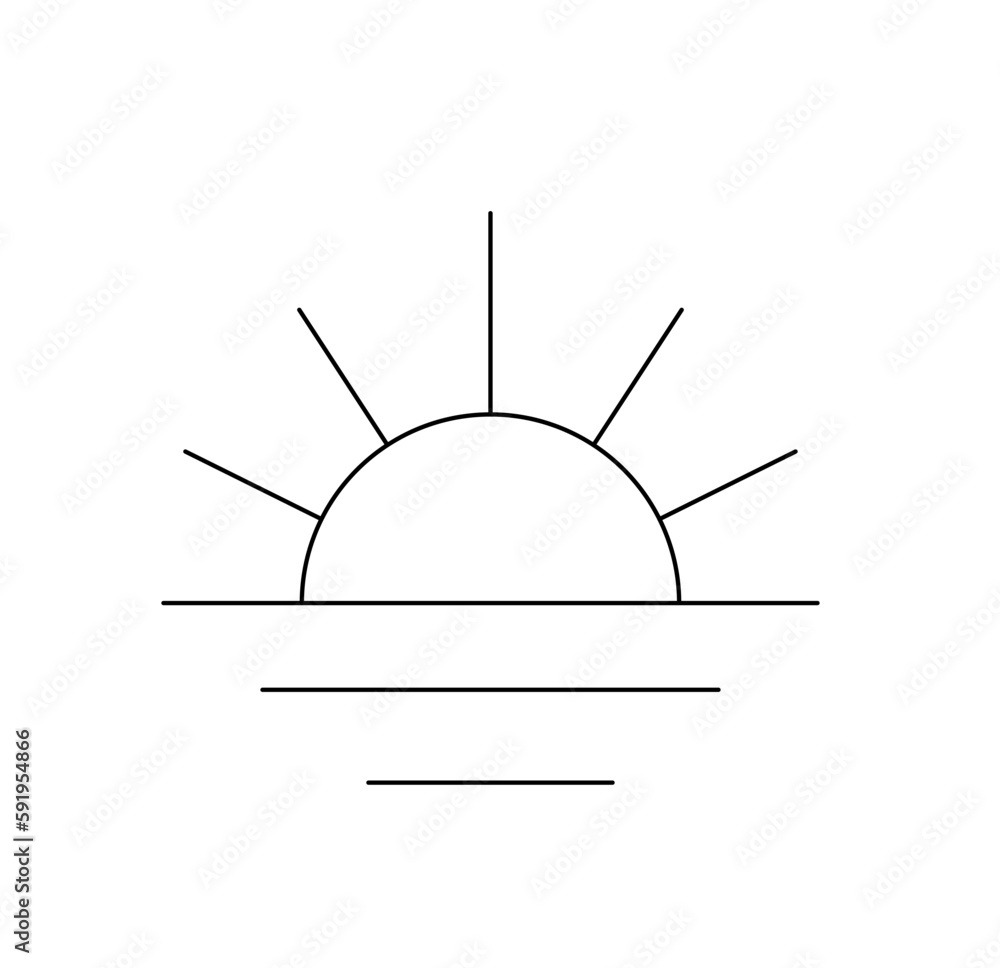 Vector isolated one single simplest half sun sunset sunrise horizon ...