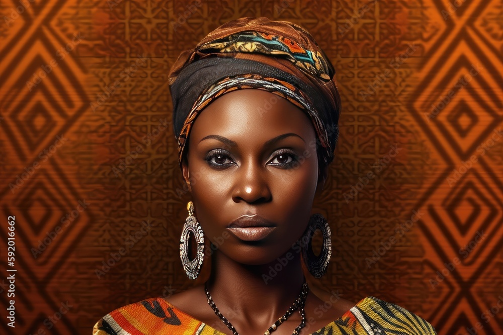 Portrait of a beautiful African woman in a headscarf, banner for black ...