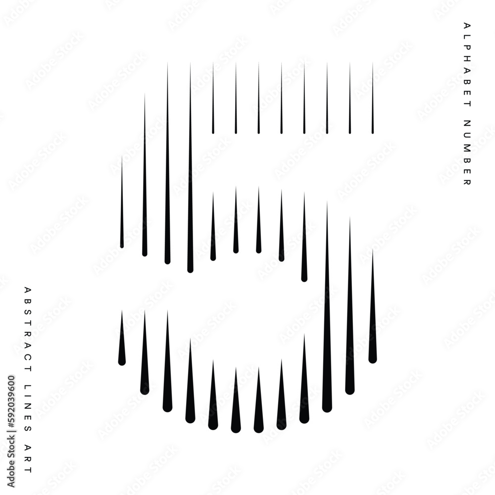 Number 5 with Abstract Line Pattern Stock Vector | Adobe Stock