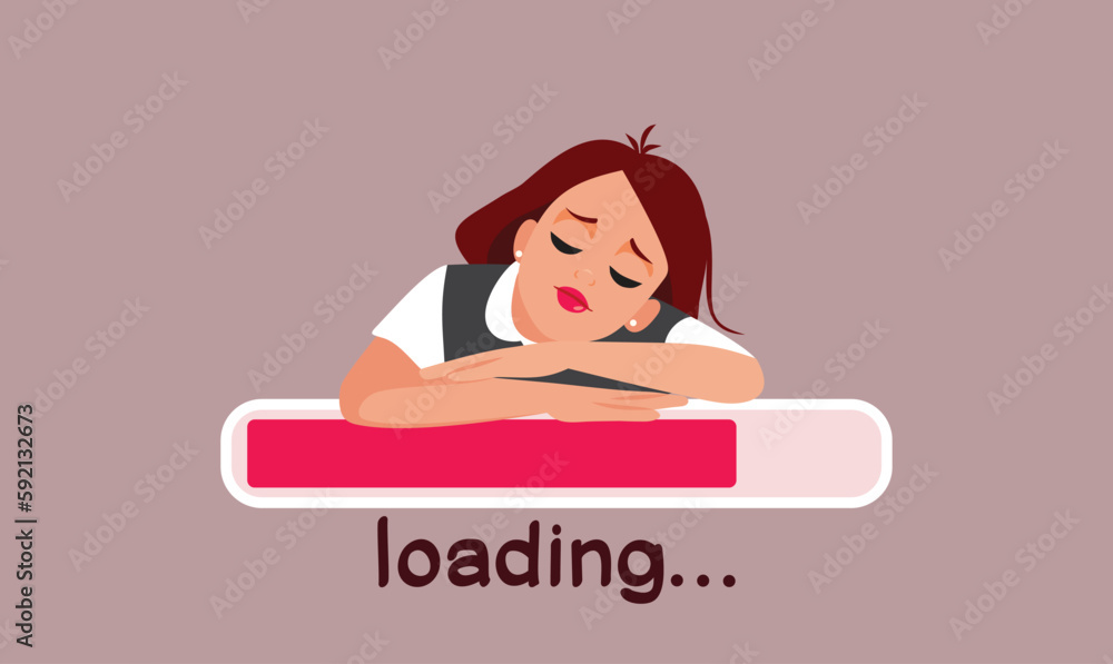 Woman Tired of Slow Internet Speed Loading Time Vector Cartoon ...