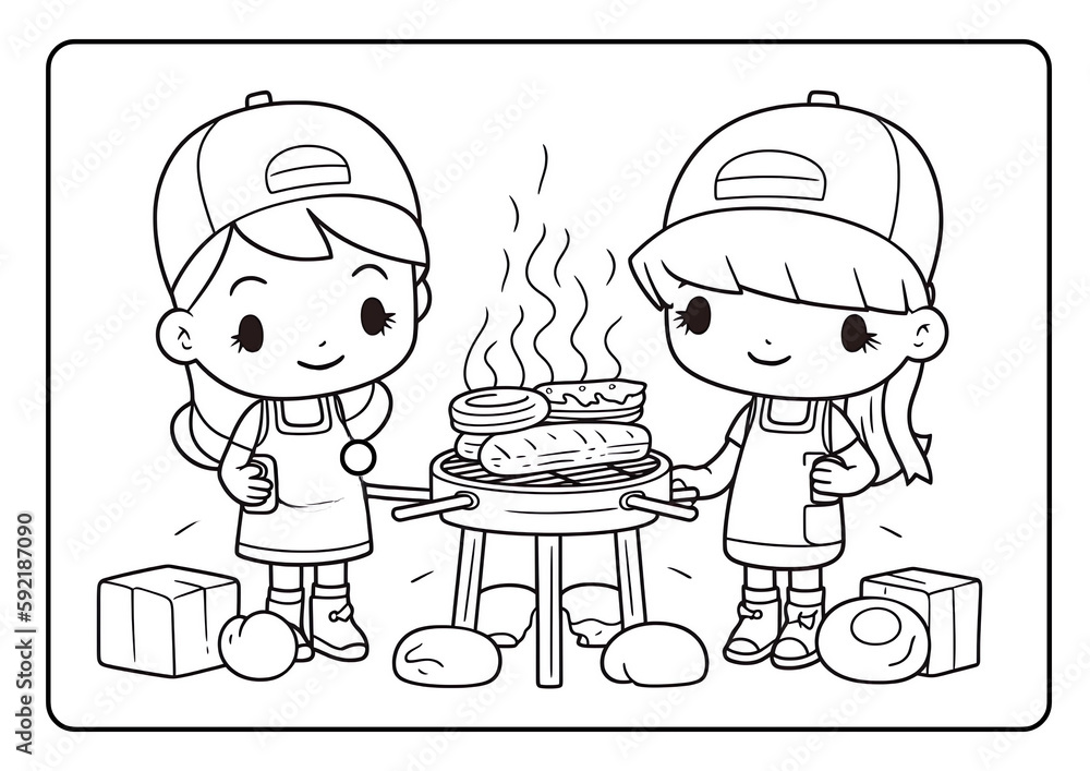 Coloring book page for children kids with cute cartoon vector ...