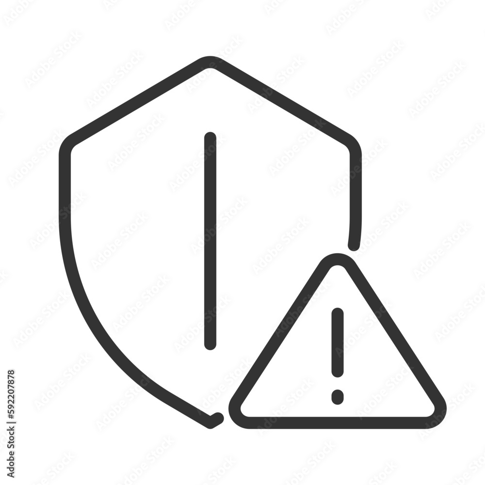 Safety warning pixel perfect linear icon. Cybersecurity breach. Risk of ...
