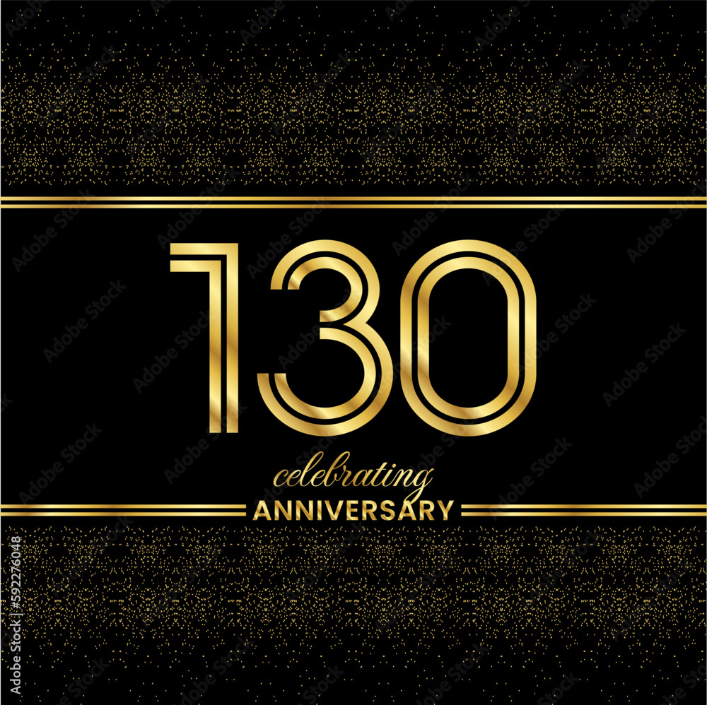 130 Golden Double Line Number. 130 Anniversary invitation cover with ...