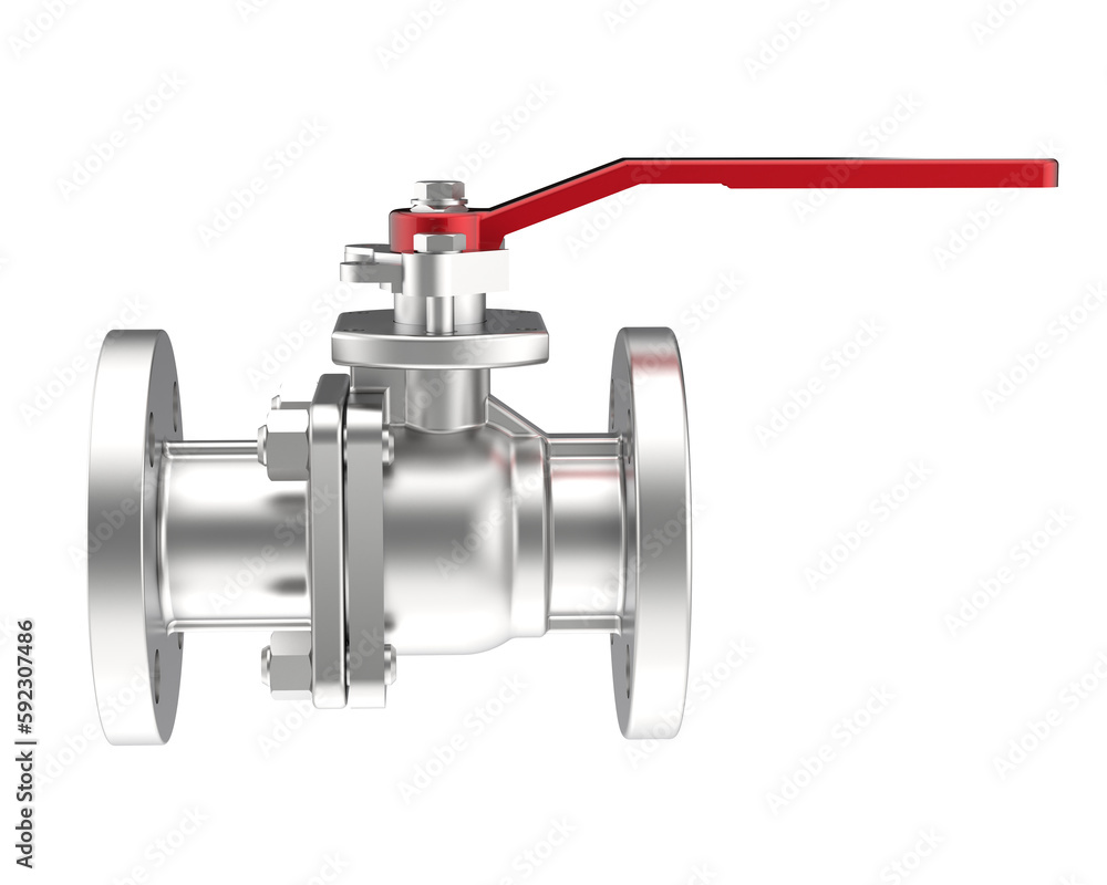 Ball valve isolated on transparent background. 3d rendering ...