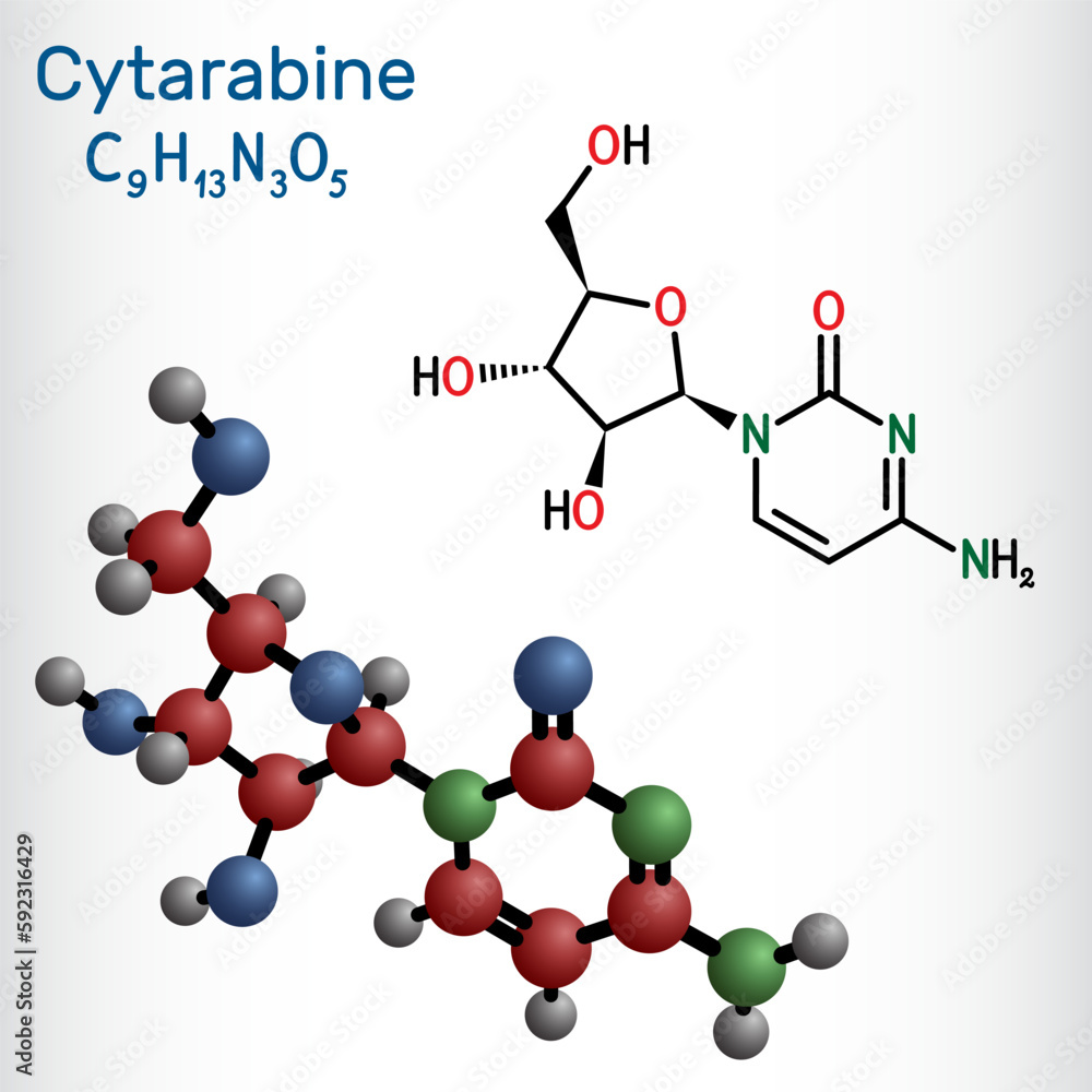 Cytarabine, cytosine arabinoside, ara-C molecule. It is chemotherapy ...