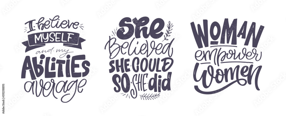 Set with lettering slogans about girl power, feminism. Funny quotes for ...