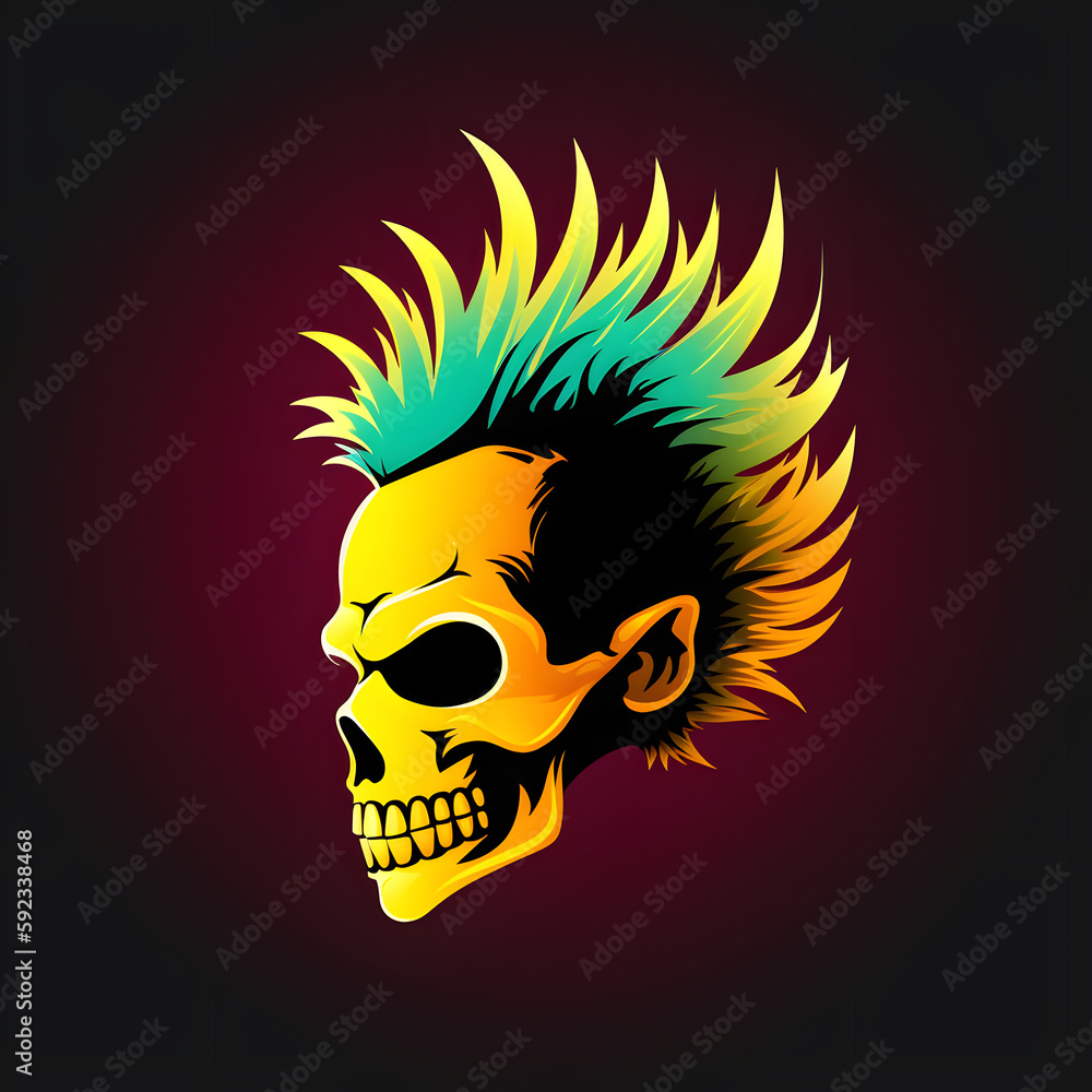 Logo human skull with mohawk, with Generative AI technology Stock ...