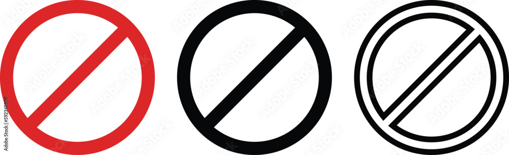 slash circle icon set icon vector . prohibition Sign circle in red ...