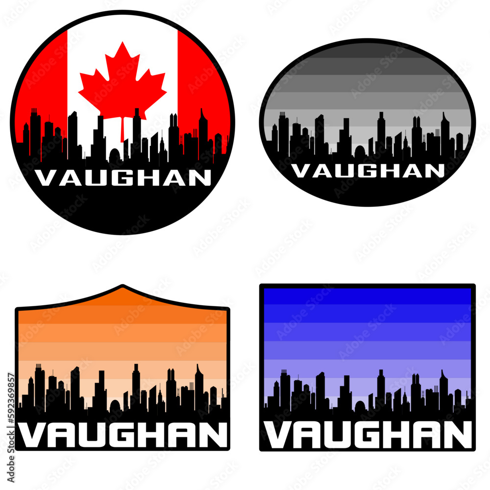 Vaughan Skyline Silhouette Canada Flag Travel Souvenir Sticker Sunset ...